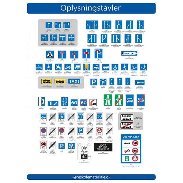4 stk. Færdselstavle plakater - Undervisningsmateriale - Køreskolemateriale